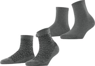 Esprit Damen Socken Heart Pattern Multipack W Sso Baumwolle gemustert 2 Paar, Grau Grey Melange 0010, 39-42