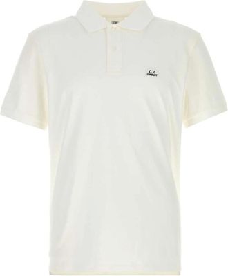 C.P. Company C.p. Company, Homme, Tops, Blanc, Taille: XL Polo Manches Courtes en Piqu&eacute; Stretch