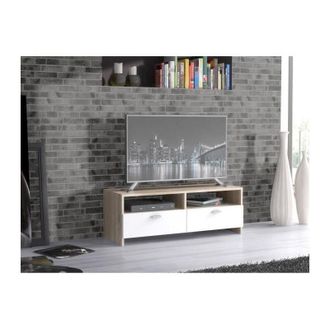 Les Tendances Les Tendances - finlandek Meuble tv helppo contemporain blanc mat et decor chene - l 95 cm