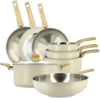 Menastyl Cuisson Batterie de cuisine en inox 18/10 induction 8 pièces Easynox - Acier inoxydable sans accroche - Sans PFAS, sans PTFE - Tous feux dont induction et lav