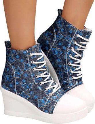 Generic Bottines Femmes Souples &agrave; Enfiler avec Semelle M&eacute;moire de Forme Confortables pour Toutes les Largeurs de Pied (Blue 1, 42)