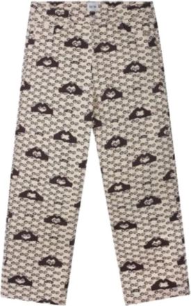 Arte Homme, Pantalons, Beige, Taille: W34 Pantalon en Coton Imprimé Coeurs