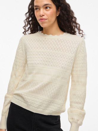 Vila Strickpullover VIMILOS L/S O-NECK POINTELLE TOP - NOOS