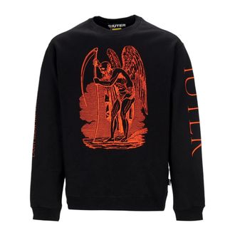 Iuter Schwarzer Crewneck Sweatshirt Regular Fit - - Sweatshirts & Hoodies - Herren - Schwarzk - XL