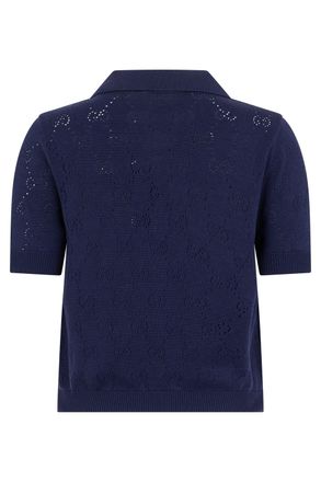 Gucci Womens Polo Sweater Blue Cotton Tops