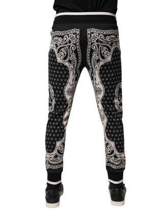 Dolce & Gabbana Bandana-Print Cotton Joggers - Black