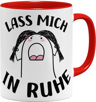 OM3 lustige Kaffee-Tasse mit Spruch - Lass Mich in Ruhe! II - Keramik Becher - 11oz 325ml - Beidseitig Bedruckt - Rot