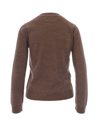 Maison Margiela Womens Crewneck Wool Sweater Light Brown Virgin Sweatshirts