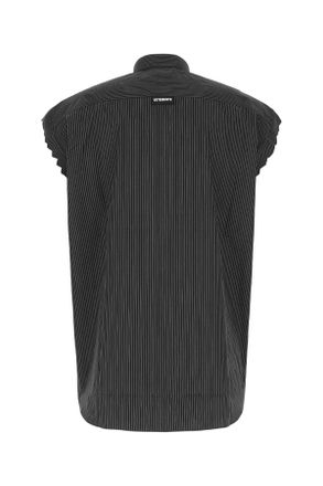 VETEMENTS Mens Ribbed Poplin Shirt Blackstripes Exterior: Cotton Camicie