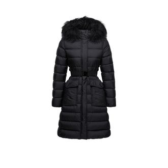 Moncler Moncler Khloesse Shearling-trimmed Hooded Long Down Jacket, Women, Black, Size: 00