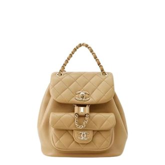 Chanel Sac &agrave; dos Matelass&eacute; doccasion - Femme - Pre-owned - Beige - Taille: ONE Size