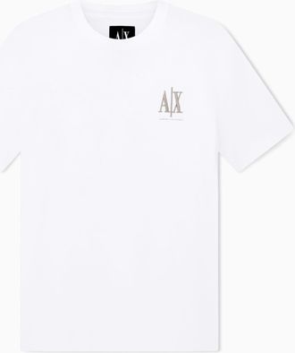 A|X Armani Exchange Mens Short Sleeve Side Monogram Logo T-Shirt, Off White, XXL