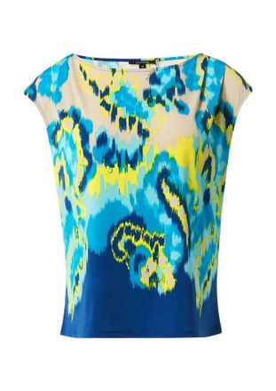 Comma Kurzarmshirt T-Shirt Flie&szlig;endes Jersey-Shirt mit All-over-Print