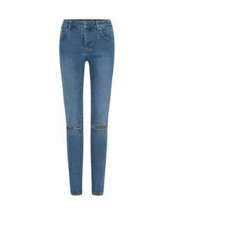 One Teaspoon High Waist Skinny Jeans mit Knie Rips - - Jeans - Damen - Blau - W29