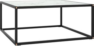 vidaXL Table basse Noir avec verre marbre blanc 80x80x35 cm Vidaxl