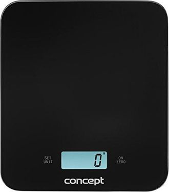Concept Hausgeräte VK5712 Küchenwaage, Zeit-Anzeige, Zeitschaltuhr, Tragkraft bis 15 kg, LCD Display, auch zur Wandbefestigung, Rostfreier Stahl, Schwarz
