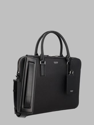 Tom Ford Mens Travel Bag Leather Black Shoulder