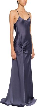 Victoria Beckham Femme, Robes, Bleu, Taille: 36 FR Twist-Detail Satin Cowl-Back Gown