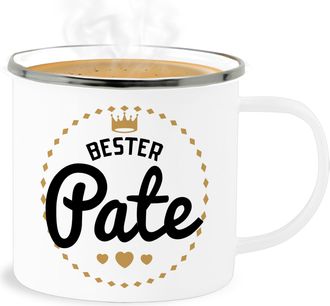 Shirtracer Emaille Becher Blechbecher - Patenonkel - Tassen - Bester Pate - 300 ml - Wei&szlig; Silber - tasse paten f&uuml;r patenonkel+geschenk geschenk an