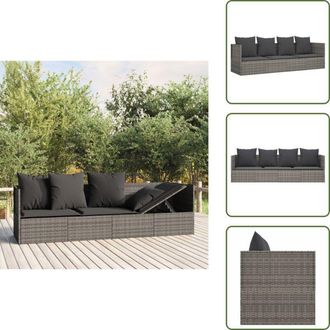 vidaXL Outdoor-Loungebett mit Kissen Grau Poly Rattan - Outdooreinrichtung - Lounge M&ouml;bel - Gartenlounge - Sonnenbett - Relaxsessel