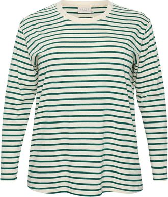 Kaffe Curve Langarm-Shirt KCwinni S, Antique White/Green Stripe S
