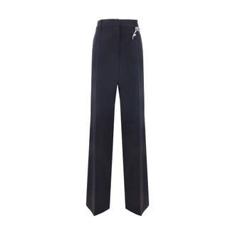 Prada Wollhose mit Brosche - - Trousers - Damen - Blau - L