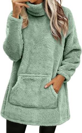 Generic Hauts dhiver pour femmes, sweatshirts britanniques pour femmes, couleur unie, haut surdimensionn&eacute;, col rond, manches longues, automne hiver, d&eacute;contrac