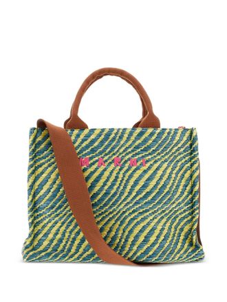 Marni petit sac cabas &agrave; logo brod&eacute; - Vert