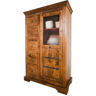 Massivmoebel24 Vitrine Akazie 95x45x147 honig lackiert OXFORD 0417