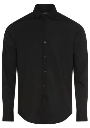 Replay Langarmhemd REPLAY, Herren, Gr. XXL, N-Gr, schwarz, Web, Obermaterial: 97% Baumwolle, 3% Elasthan, unifarben, slim fit normal, 1-Knopf-Manschette, Hem