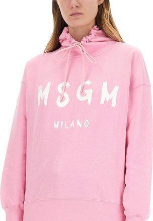 Msgm Logo Cotton Sweatshirt - Pink