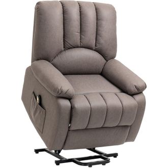 HOMCOM Homcom - Fauteuil de relaxation &eacute;lectrique - fauteuil releveur inclinable - repose-pied ajustable - microfibre polyester gris