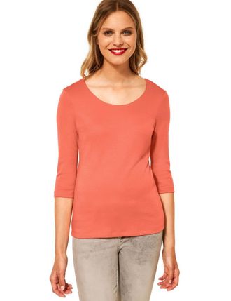 Street One Damen 3116816 Basic T-Shirt Mit 3/4 Arm, Racing Red, 38 EU