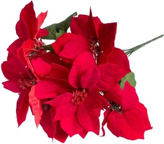Botanic-Haus künstlicher großer Poinsettienbusch mit 7 Blüten, samtig Farbe: rot