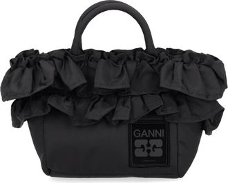 Ganni Femme, Sacs, Noir, Taille: ONE Size Mini Shopper Ruffle