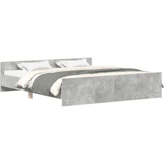 vidaXL Bettgestell mit Kopf- und Fu&szlig;teil Betongrau 180x200 cm Vidaxl