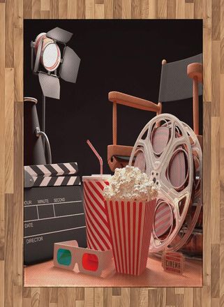Abakuhaus Kino Teppich, Filmindustrie, Flachgewebe Deko-Teppiche f&uuml;rs Wohnzimmer Schlafzimmer und Essenszimmer, 120 x 180 cm, Multicolor