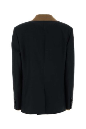 Miu Miu Womens Mohair-Blend Oversize Blazer Black Virgin Wool Blazers