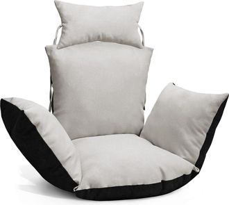 MG Design Hängesessel Kissen Grau - Outdoor Auflage mit Kopfstütze & Bindeschnüren, wetterfest & komfortabel gefüllt