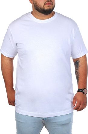 Young & Rich Herren Übergröße Uni Basic T-Shirt mit Rundhals Ausschnitt einfarbig Round Neck Tee Big Size optimierte Moderne Passform FBA, Grösse:5XL, Farbe:Weiß