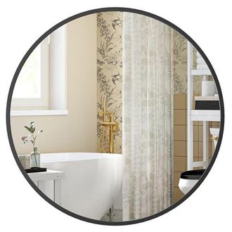 Songmics 40,7 cm d Spiegel rund, runder Spiegel, Wandspiegel, Metallrahmen, einfache Montage, modern, f&uuml;r Bad, Wohnzimmer, Schlafzimmer, Flur, Eingangsbereich,