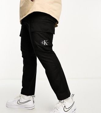 Calvin Klein Jeans Big & Tall - Cargohose in verwaschenem Schwarz mit ck-Logo