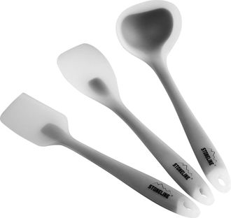 STONELINE Stoneline 3-teiliges Küchenhelfer Set, Silikon, geeignet für antihaftbeschichtetes Kochgeschirr, Küchenutensilien Set, Schaber, Kochlöffel und Suppenk