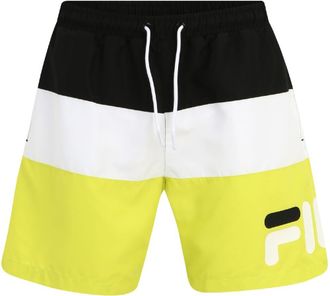 Fila Mens SIMBABWE Blocked Beach Short, Black-Bright White-Evening Primrose, XL