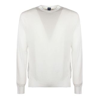 Fedeli Baumwoll-Rundhalspullover - - Knitwear - Herren - Wei&szlig; - 2XL