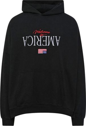 Willy Chavarria Homme, Sweatshirts et sweats &agrave; capuche, Noir, Taille: M SweaT-shirt en coton avec broderie sur le devant