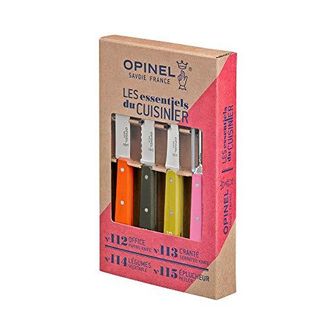 Opinel Opinel - Coffret Les Essentiels Fifties - Coffret Cuisine Couteau dOffice, Couteau Crant&eacute;, Couteau &agrave; L&eacute;gumes, Couteau Eplucheur - Inox & Charme - Mand