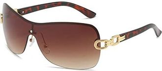 Generic Lunettes de soleil surdimensionnées incurvées pour femme sans monture, C3 marron doré, Taille unique