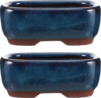 Generic Lot de 2 pots de fleurs en céramique avec style bonsaï élégant pour décoration dintérieur ou dextérieur pour plantes dintérieur ou dextérieur (bleu, t