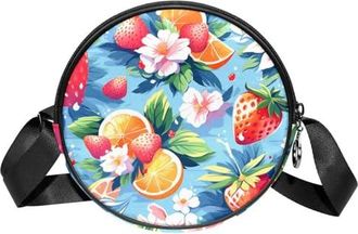 Generic Sac &agrave; bandouli&egrave;re Circle pour femme, petit sac &agrave; bandouli&egrave;re color&eacute; avec fermeture &eacute;clair, bretelles r&eacute;glables, sac &agrave; main rond d&eacute;contract&eacute; pour femme